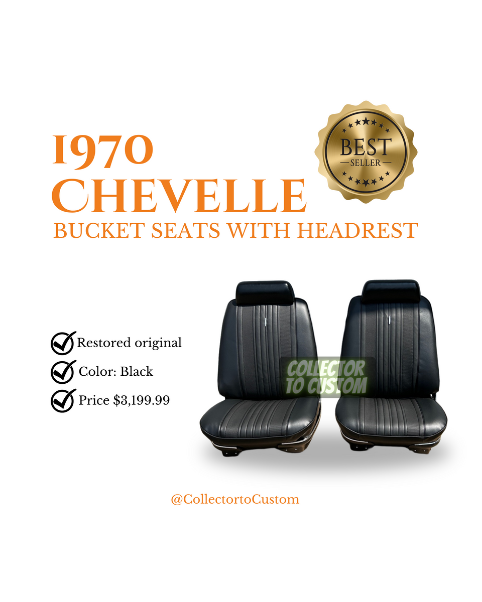 1970 Chevelle Bucket Seats Black with Headrest – Collector to Custom